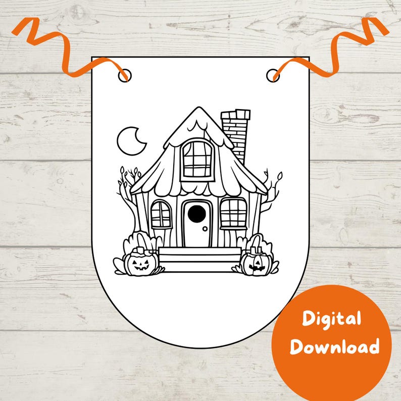 Halloween Coloring Bunting Flags: Spooky Kids Craft (digital Download ...