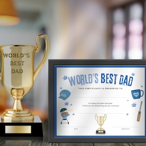 World’s Best Dad Certificate Printable – Father's Day Gift, Birthday ...