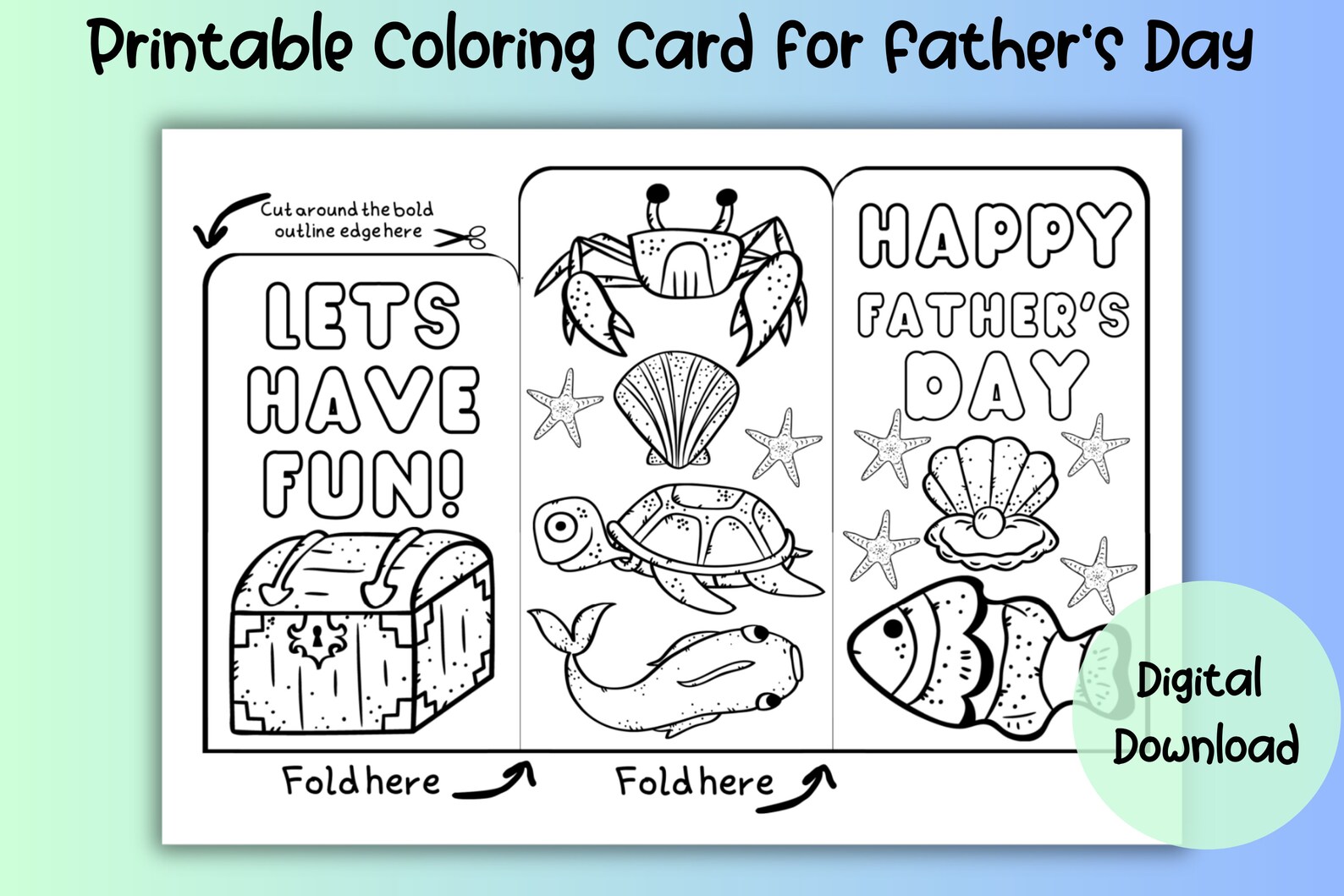 Happy Fathers Day Coloring Card. Download and Print, Craft Activity for ...