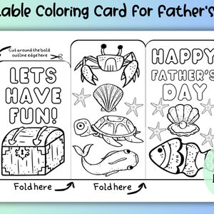 Happy Fathers Day Coloring Card. Download and Print, Craft Activity for ...