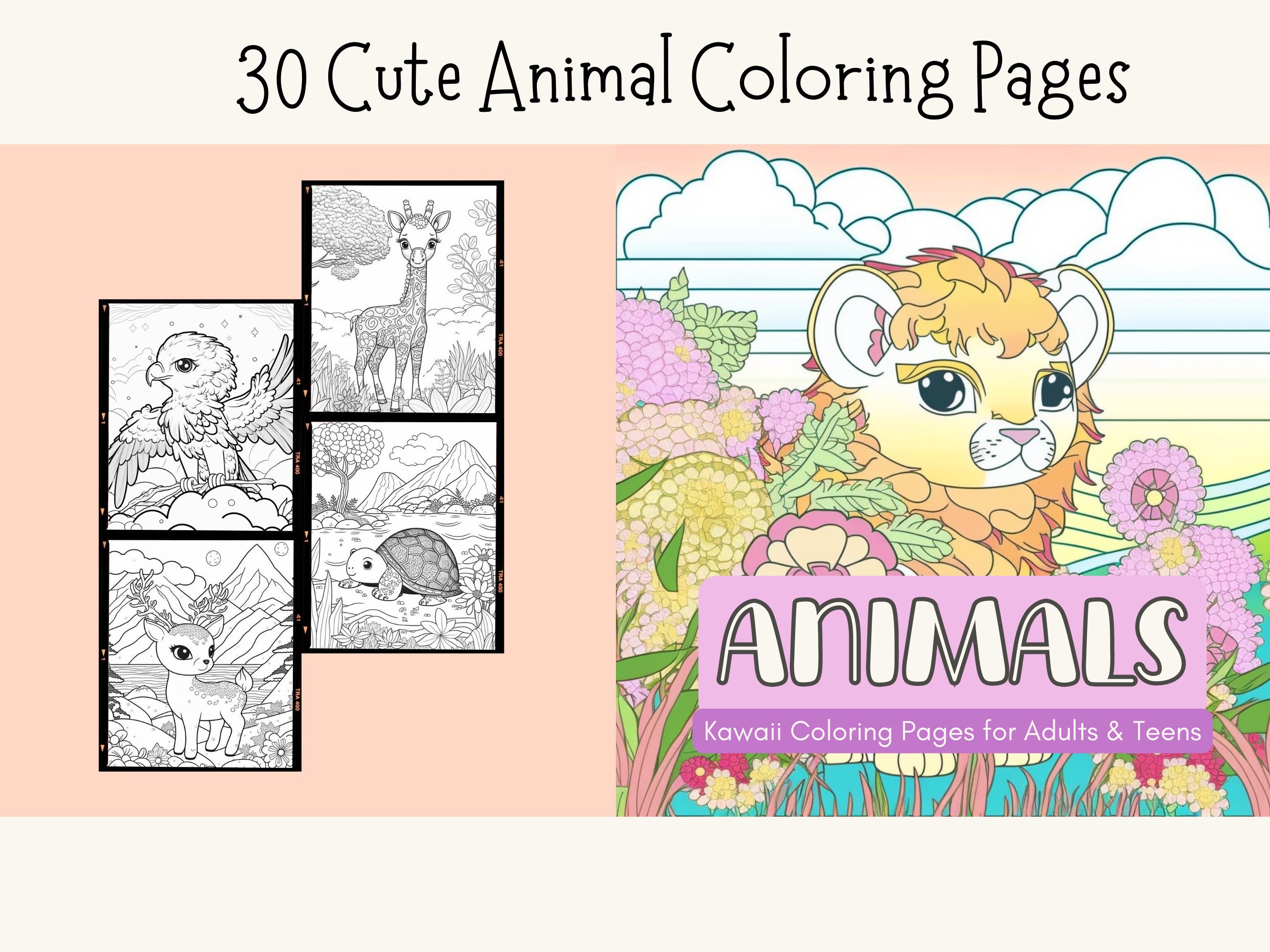 Kawaii Animals Coloring Pages | Kids Party Games | Coloring Book ...