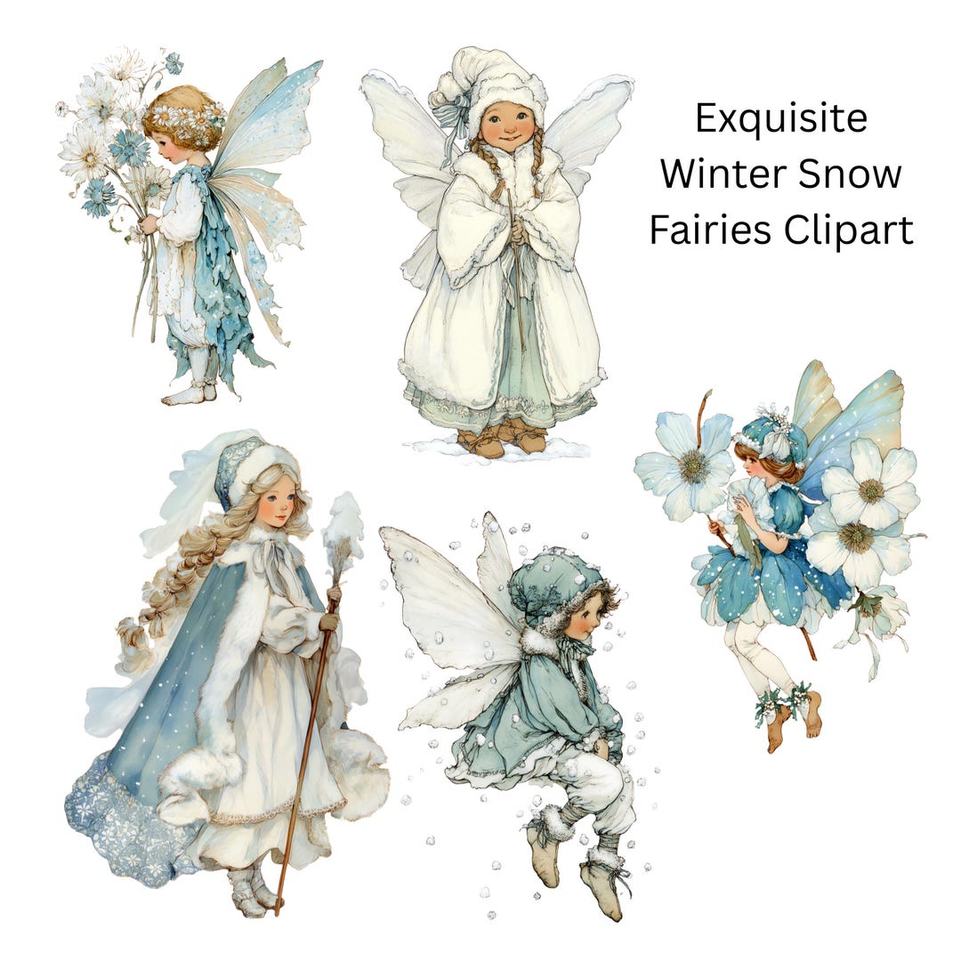 Vintage Winter Fairy Clipart | Snow Fairies & Snow Queen PNG | 12 ...