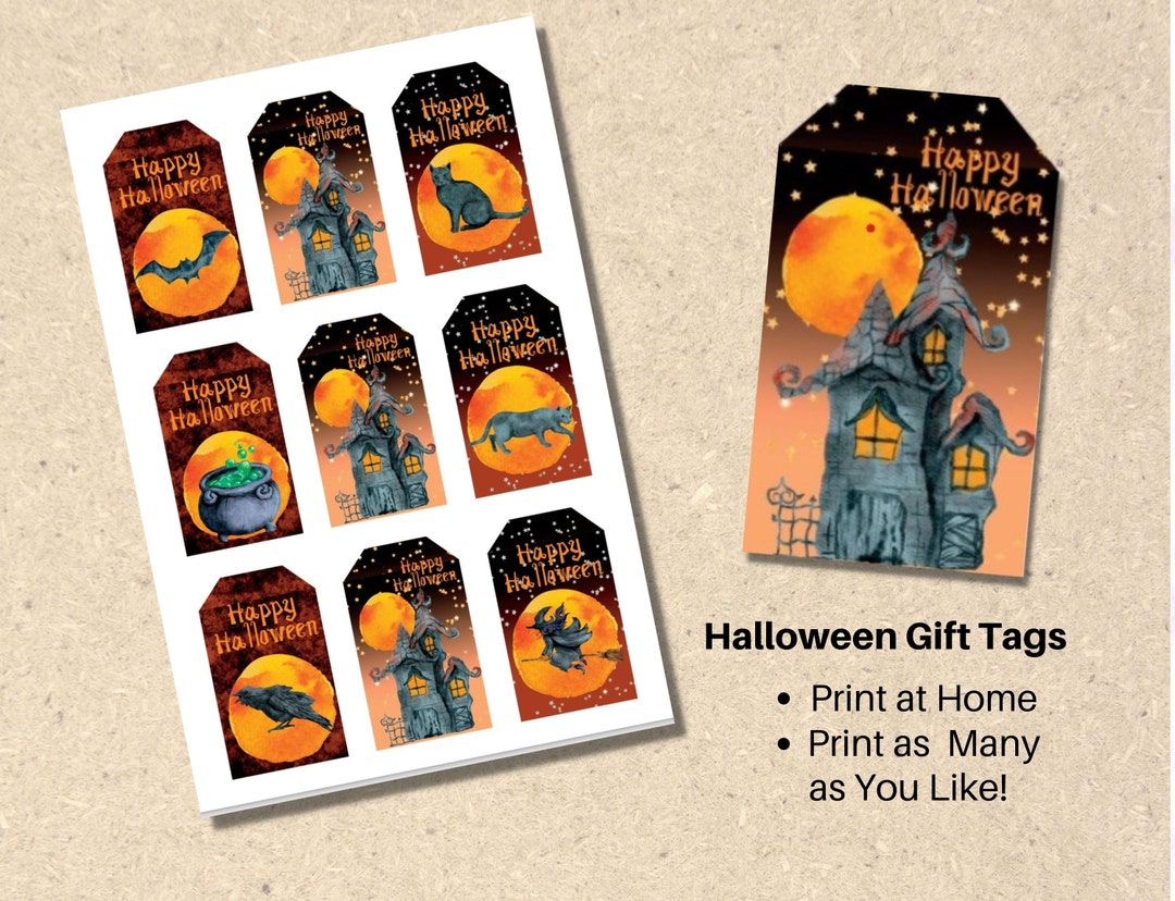 Happy Halloween Printable Gift Tags for Halloween Parties, Trick or ...
