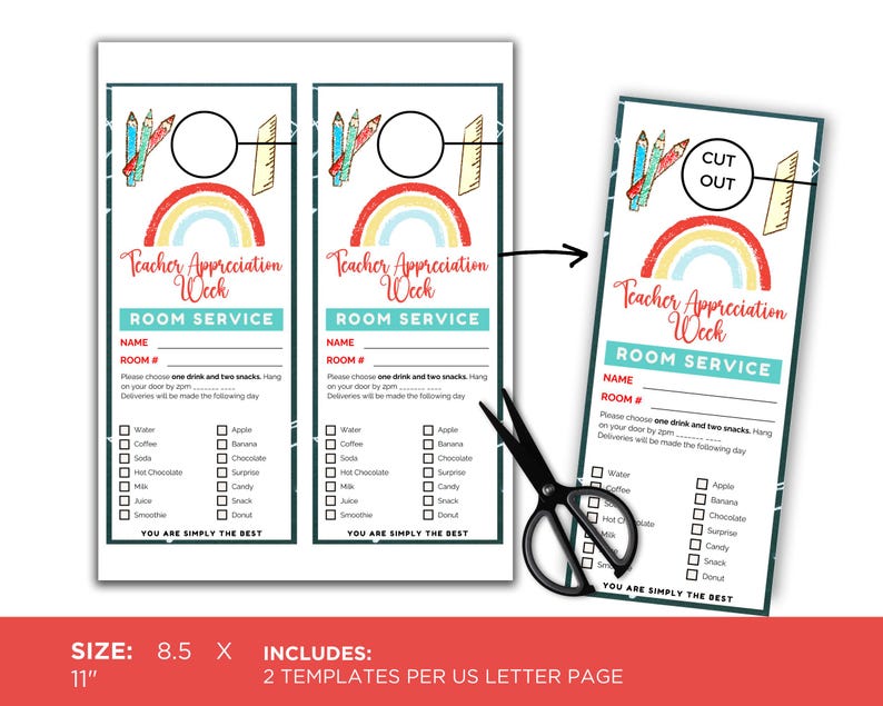 Teacher Appreciation Week Door Hanger – Printable Classroom Service ...