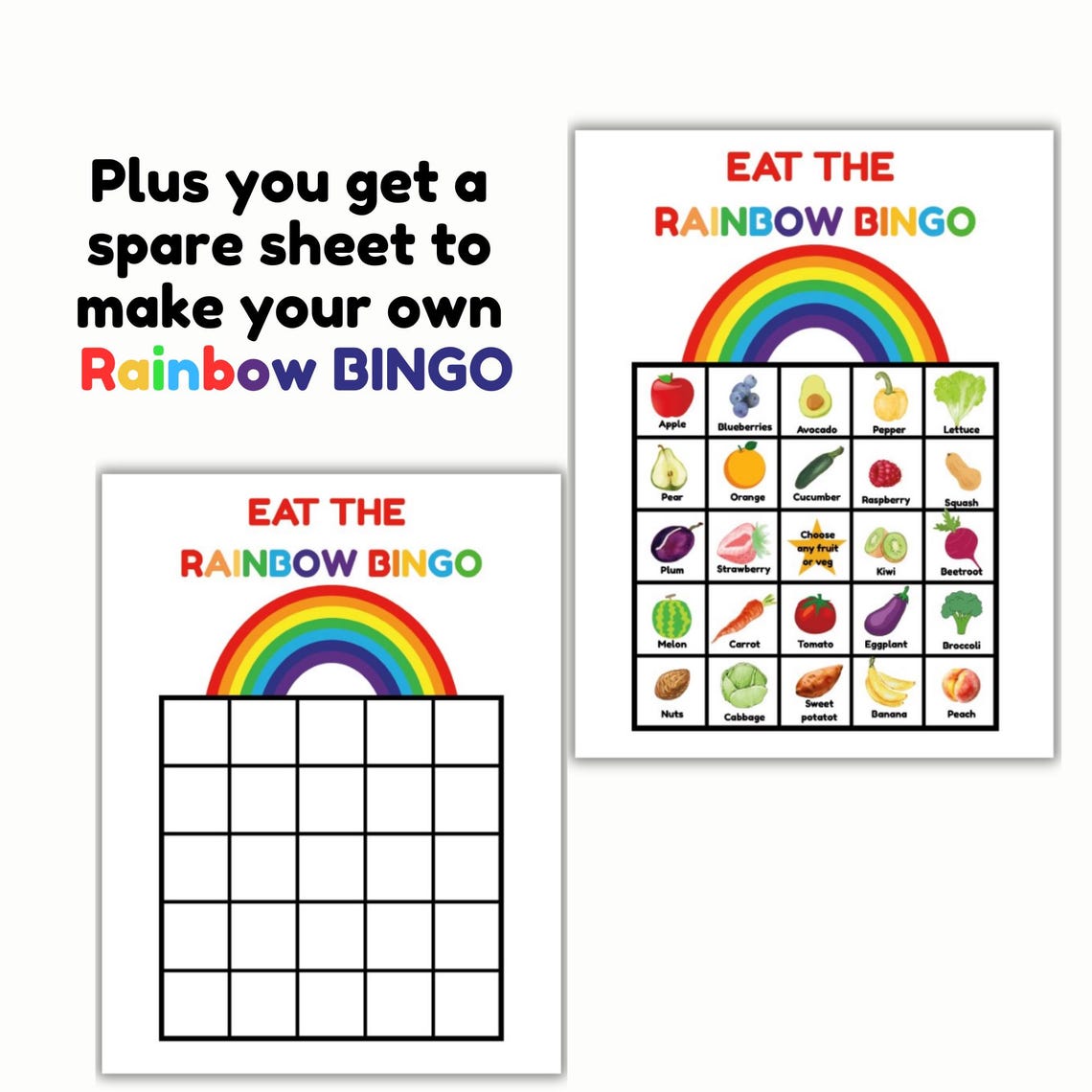Eat the Rainbow BINGO: Printable Kids Healthy Eating Game (A4, US) - Etsy