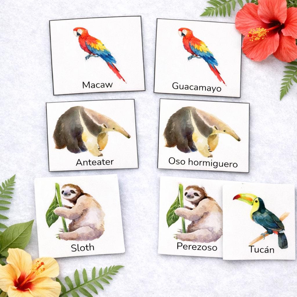 Rainforest Animals Memory Game for Kids, Costa Rican Animal Matching ...