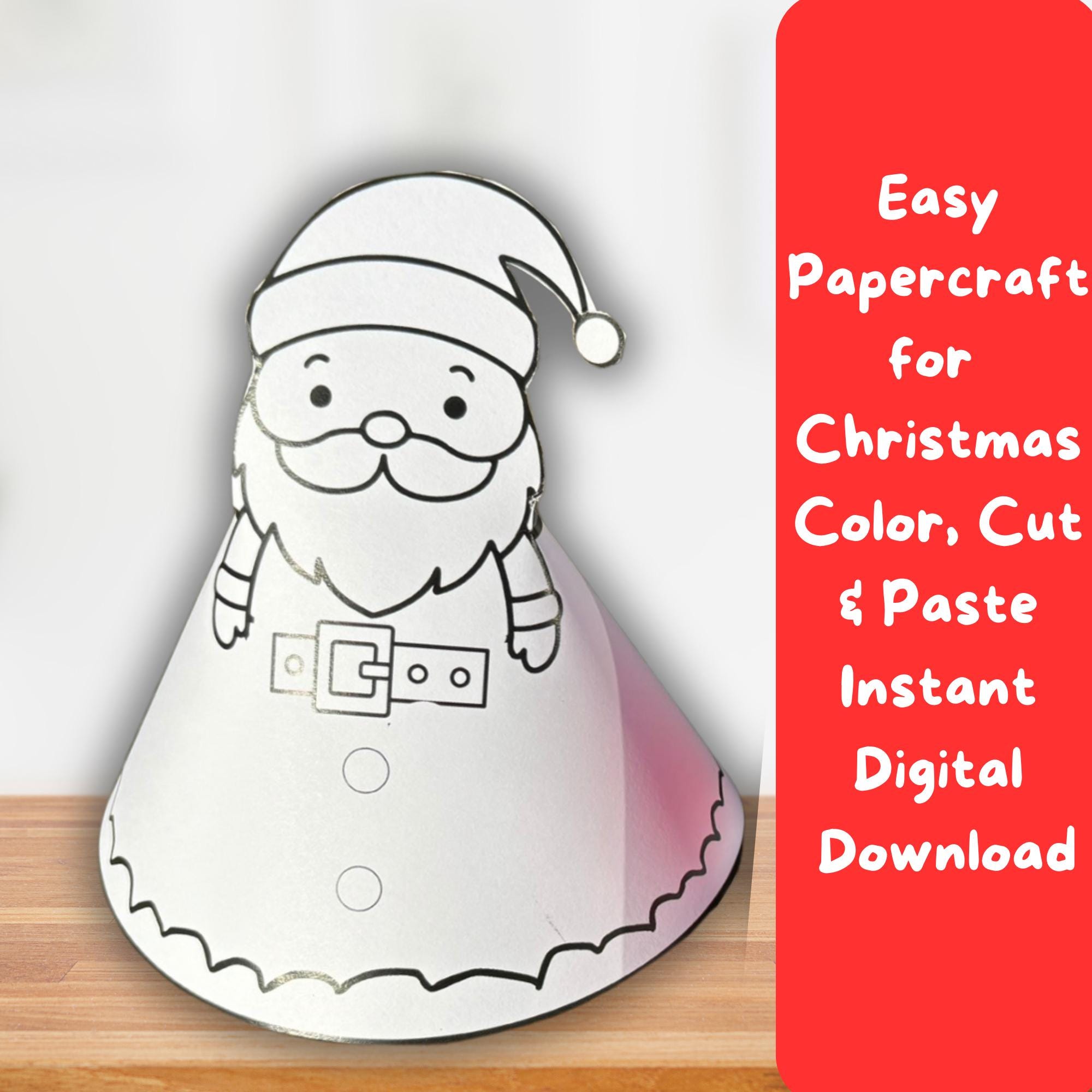 Printable Paper Santa Christmas Ornament Craft Template, DIY Paper ...