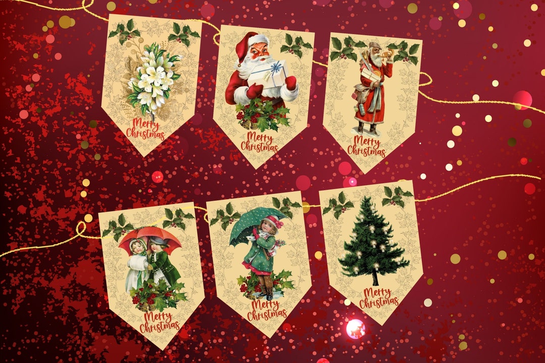Banderines navideños vintage imprimibles: agregue un toque de nostalgia ...