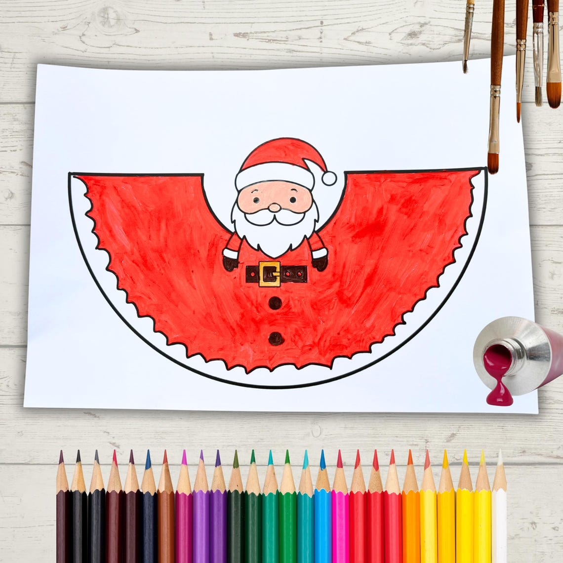 Printable Paper Santa Christmas Ornament Craft Template, DIY Paper ...