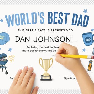 World’s Best Dad Certificate Printable – Father's Day Gift, Birthday ...