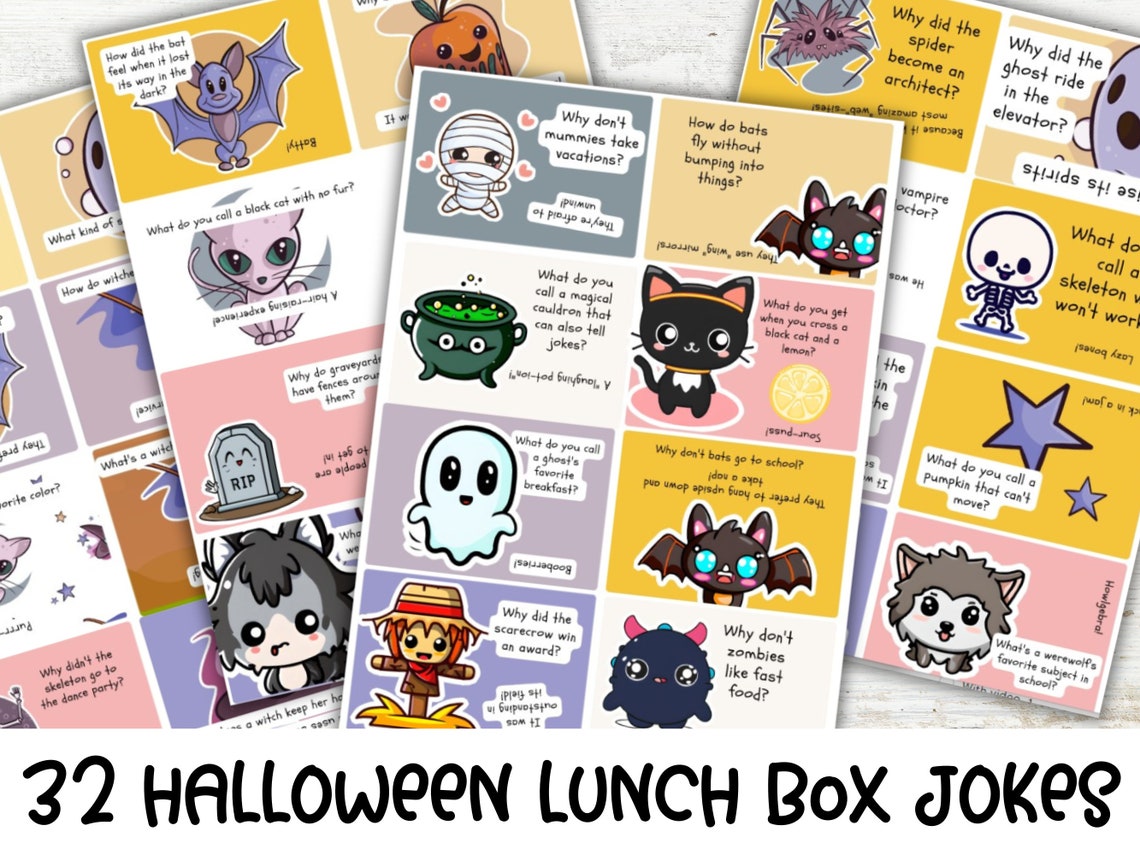 Printable Halloween Lunch Box Jokes 32 Printable Lunchbox - Etsy