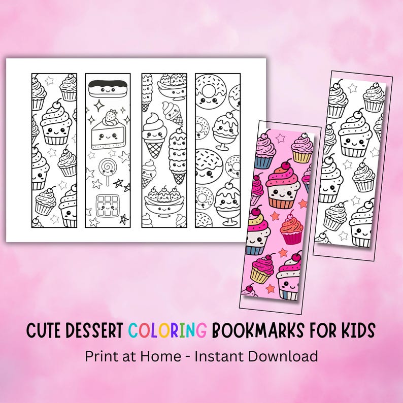 Coloring Bookmarks for Kids – Kawaii Dessert Printable, Cute Food ...