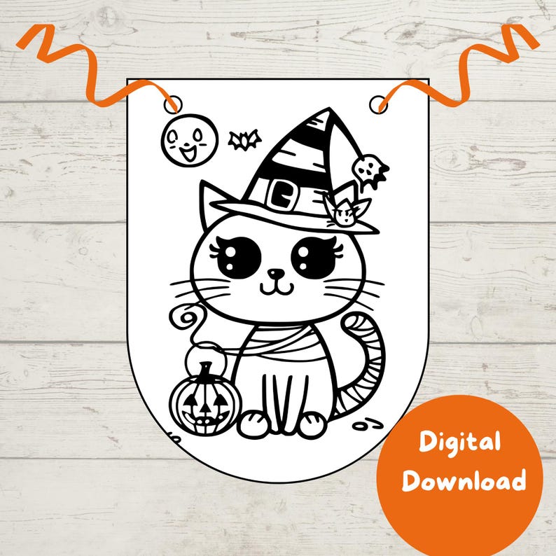 12 Fun Halloween Printable Bunting Flags for Kids to Color. Big, Bold ...
