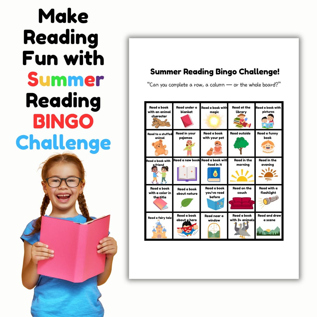 Summer Reading Bingo for Kids: Printable Book Challenge (A4/US Letter ...