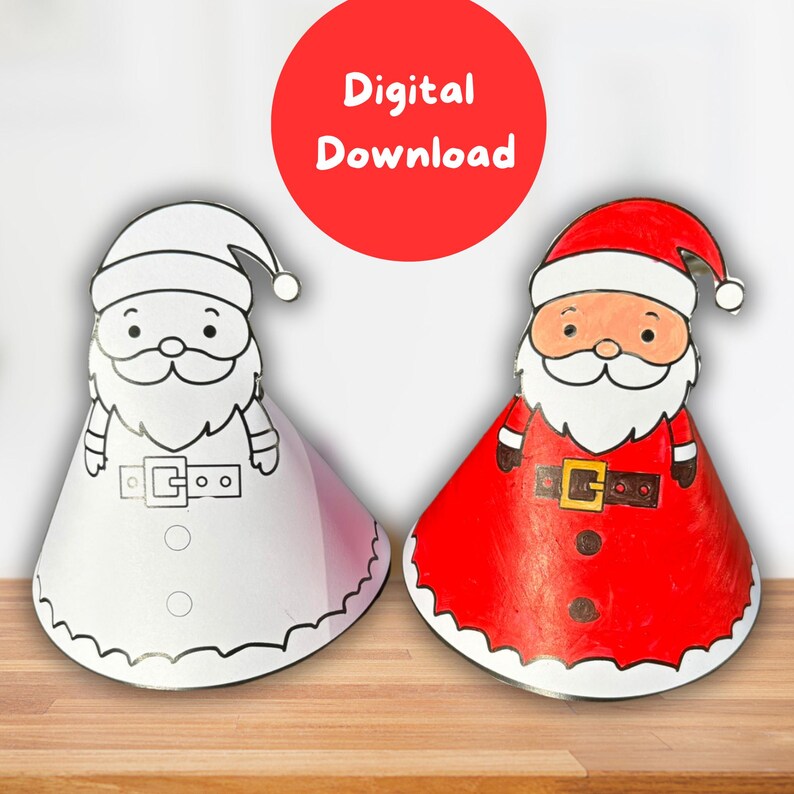 Printable Paper Santa Christmas Ornament Craft Template, DIY Paper ...