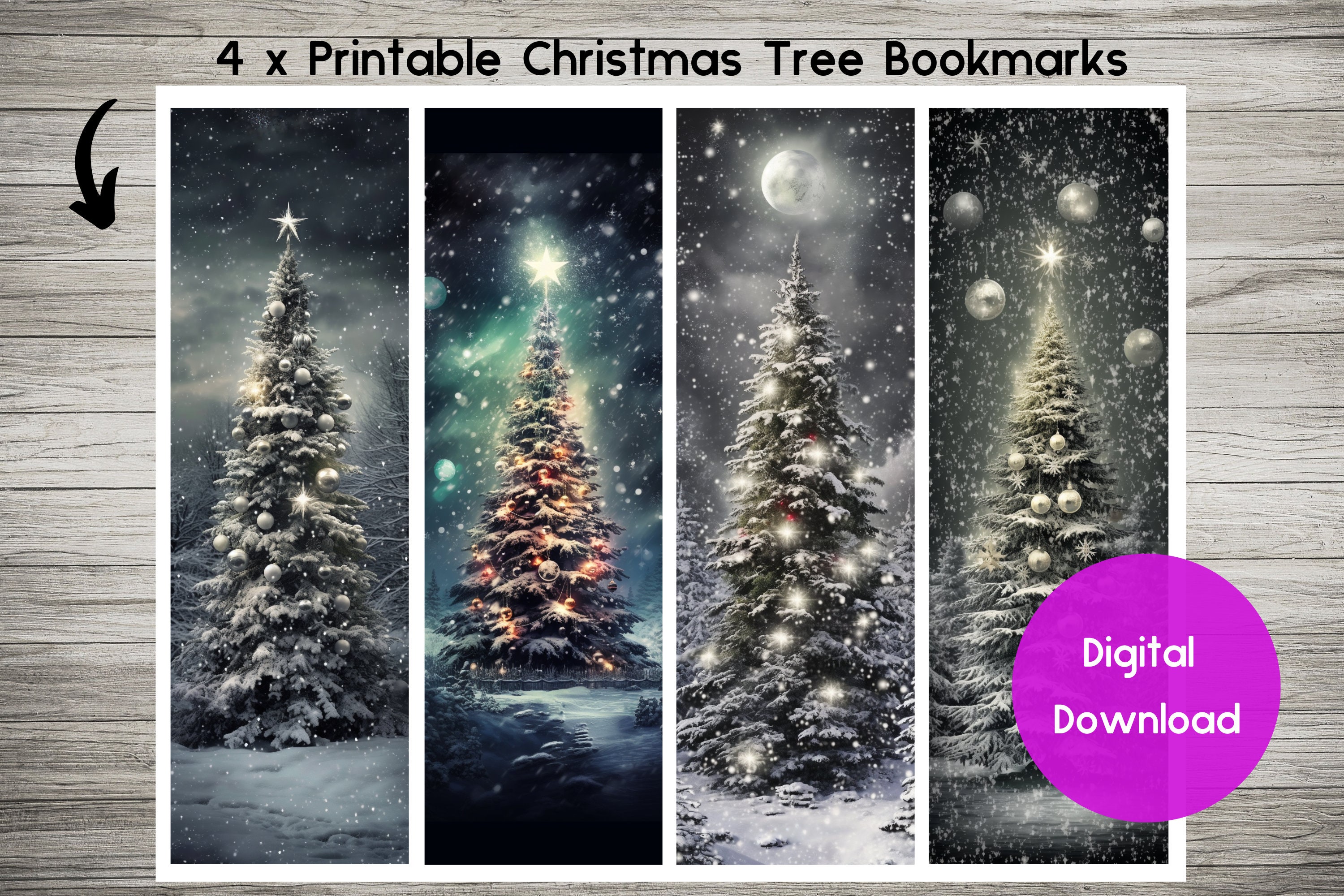 Printable Christmas Tree Bookmarks - Etsy