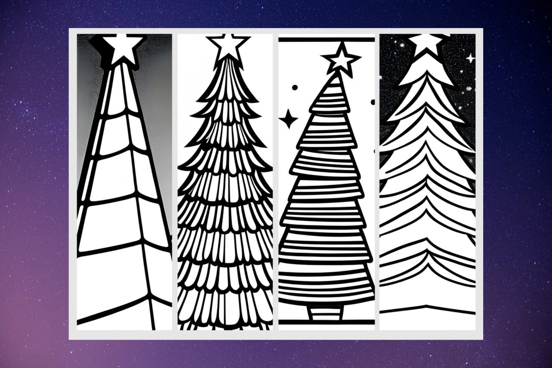 Cute Printable Coloring Christmas Tree Bookmarks. 12 X Fun Bookmark ...
