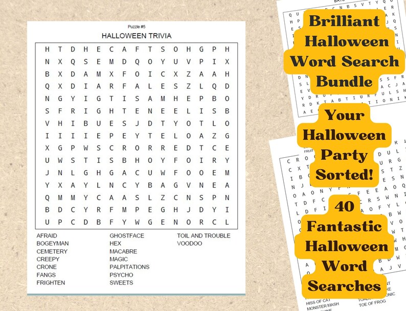 Halloween Word Search Printables Bundle. 40 Spooky Word Search - Etsy