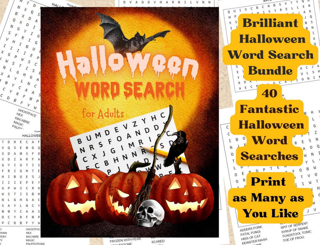 Halloween Word Search Printables Bundle. 40 Spooky Word Search Games ...