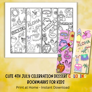 Summer Coloring Bookmarks for Kids: Fun Food & Beach Theme (PDF ...
