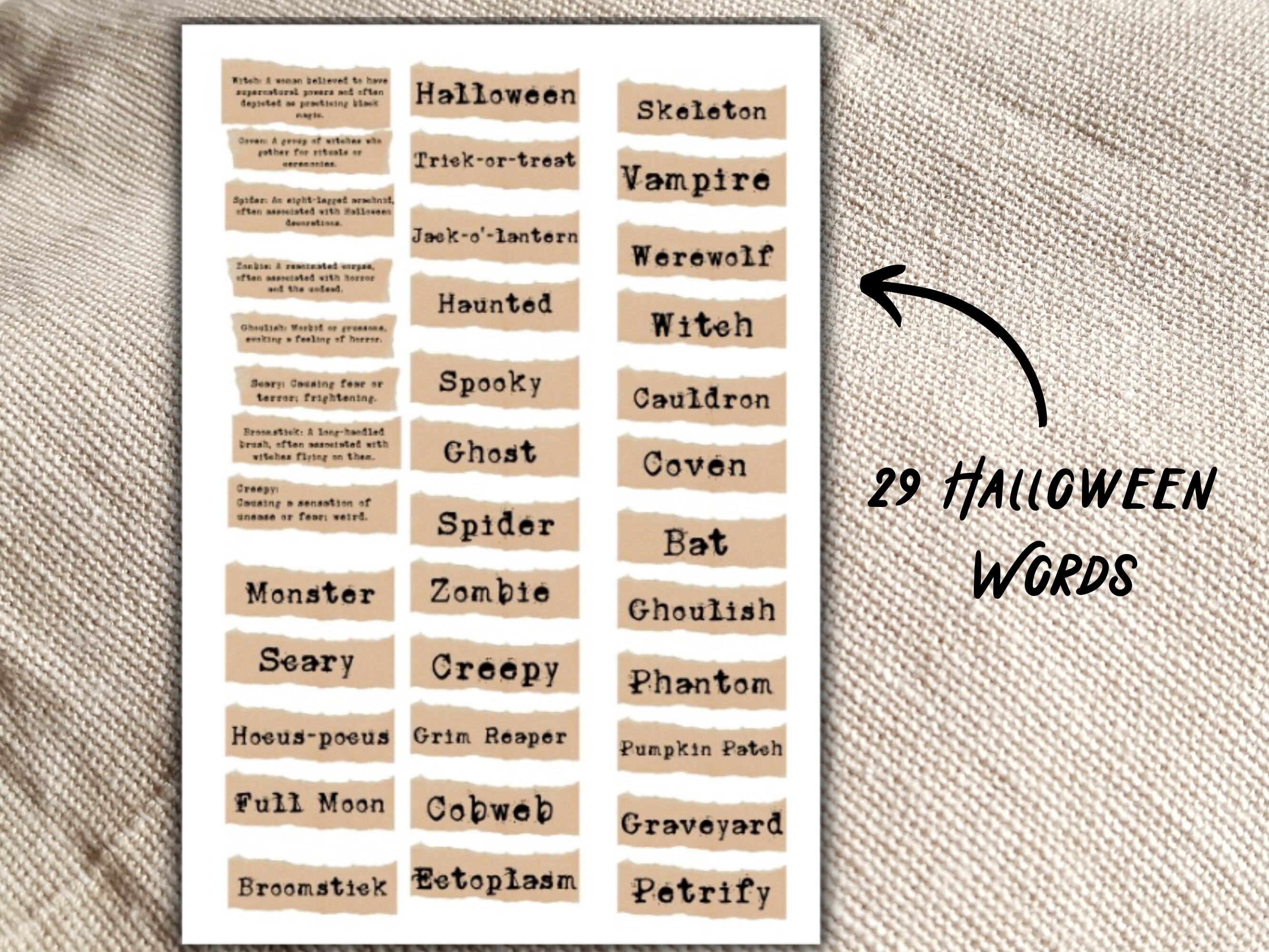 Printable Halloween Words for Your Halloween Junk Journals | Vintage ...