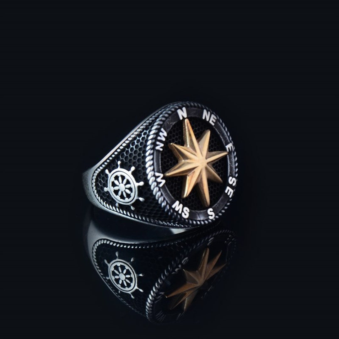 Premium Royal Ring Compass & Anchor Anchor Compass Solid Sale 925 ...