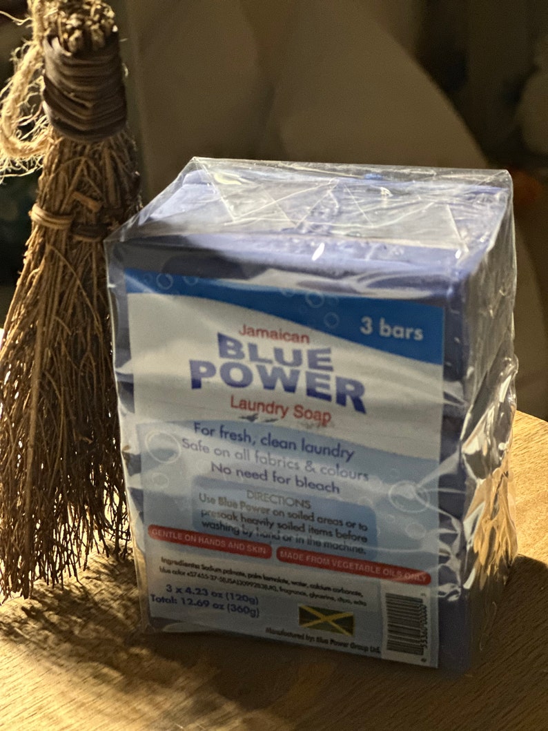 BLUE SOAP JAMAICA Blue Power Laundry Cake Soap 3 Bars (4.23 Oz Total 12 ...