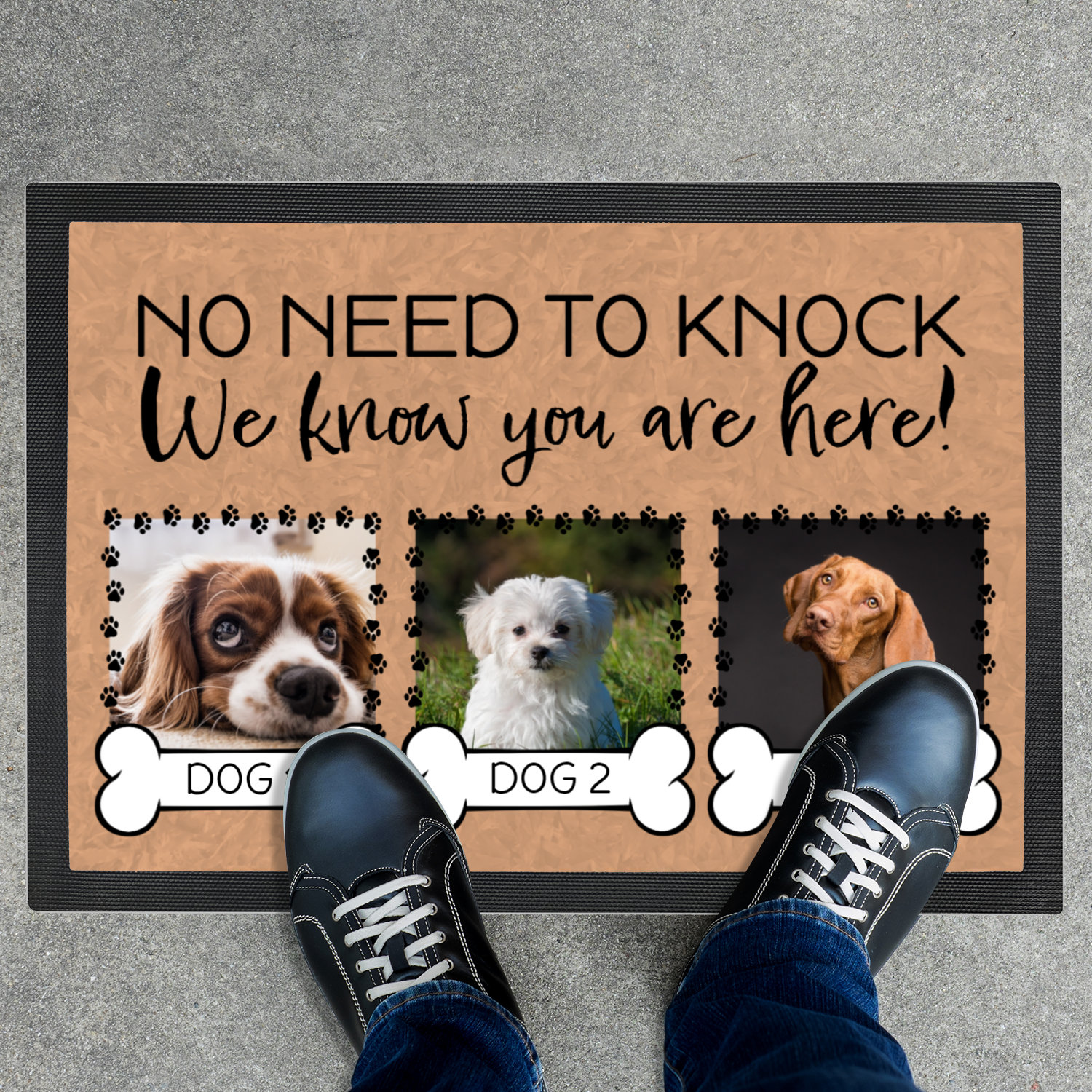 Personalized Dog Doormat Custom 3 Dogs Doormat Pet Welcome Mat Dog ...