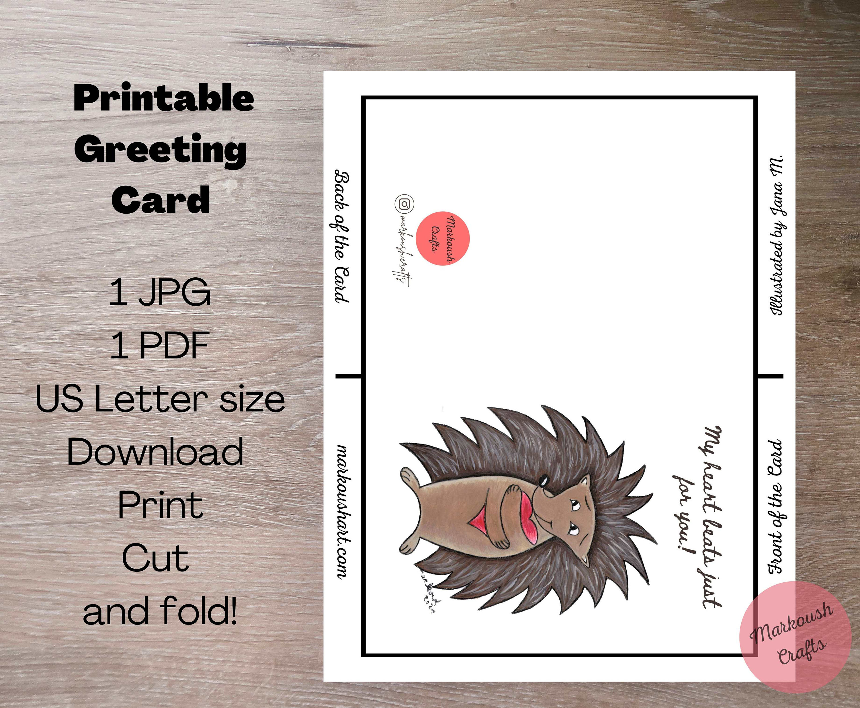 Printable Anniversary Card Watercolor Hedgehog 1st - Etsy