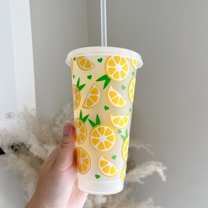 Lemon Cold Cup Fruit Drinkware Summer Parties 24oz Reusable Cup Affordable Gift Ideas Iced ...