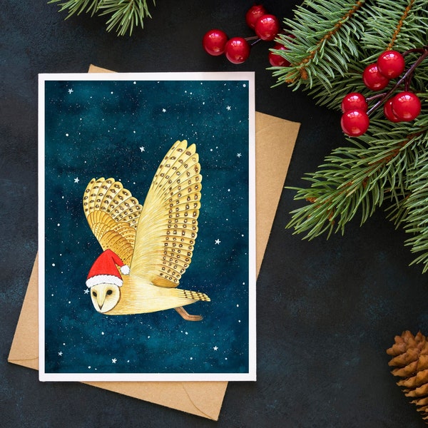 Owl Christmas Card - Etsy