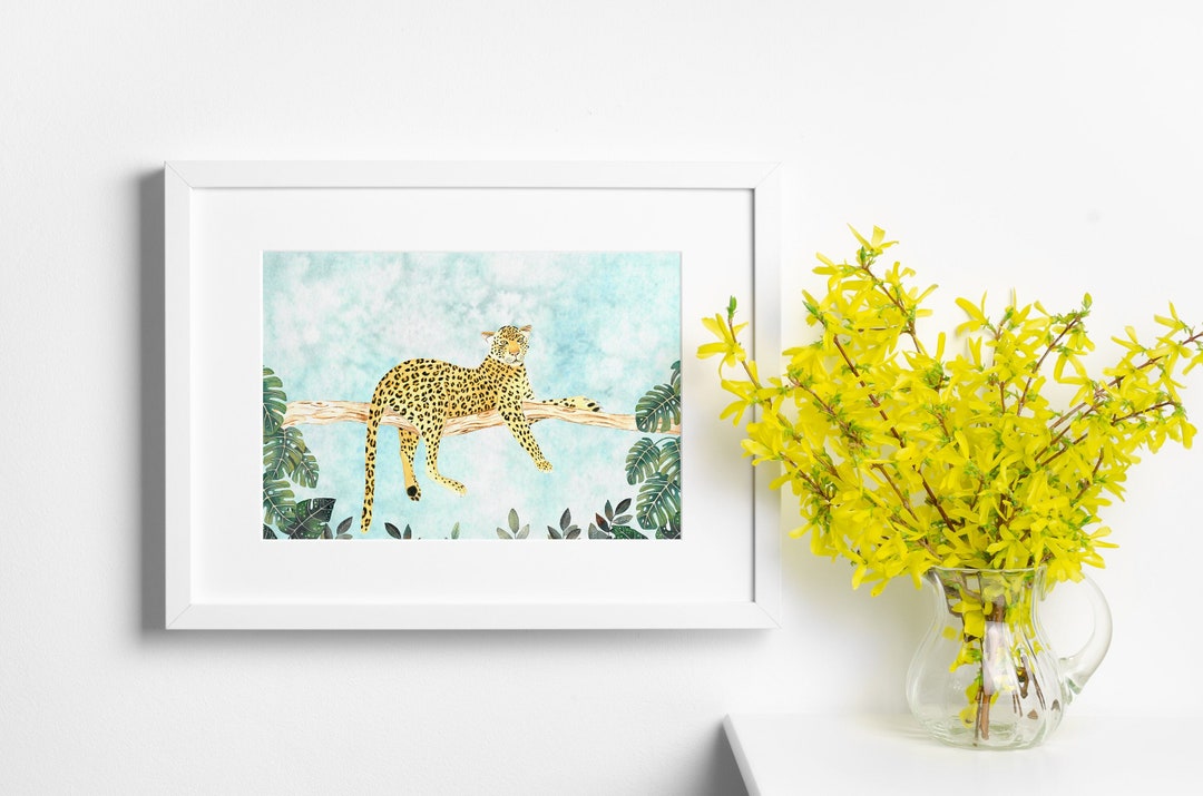 Leopard Art Print: Jungle Animal Painting, Nature Wall Art - Etsy