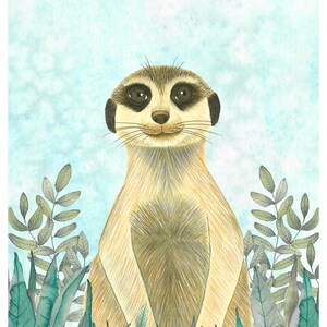 Meerkat Illustration Nursery Decor, Meerkat Art Print Baby Room Decor ...