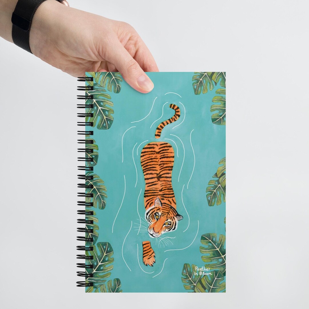 Spiral Notebook, Tiger Illustration, Writing Journal, Notepad, Animal ...