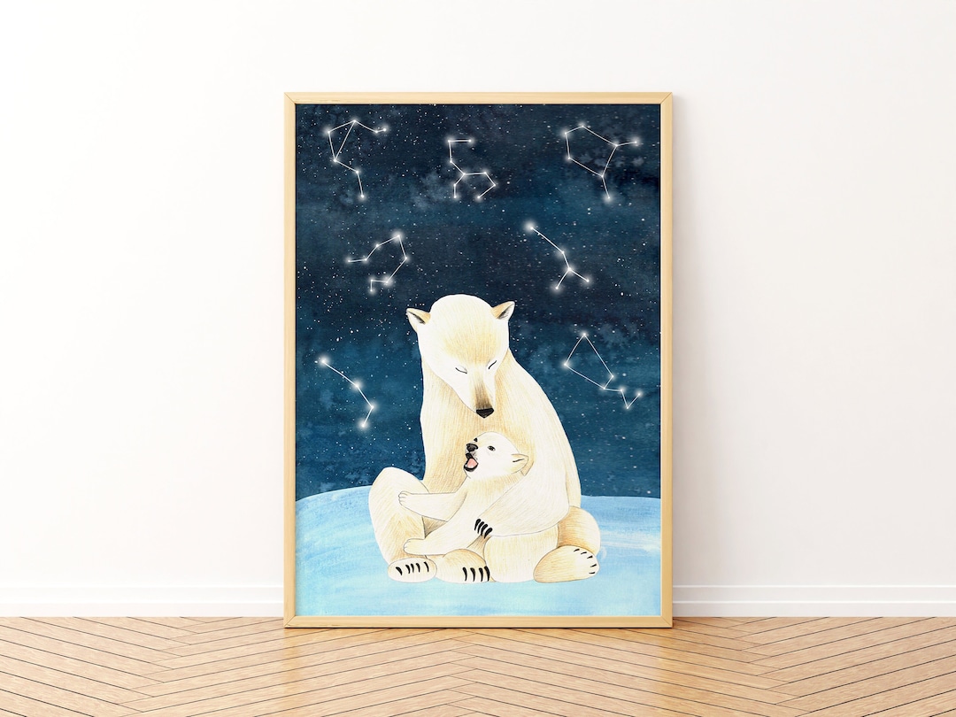Polar Bear Wall Art, Bears Nursery Print, Kids Room Decor, Animal ...
