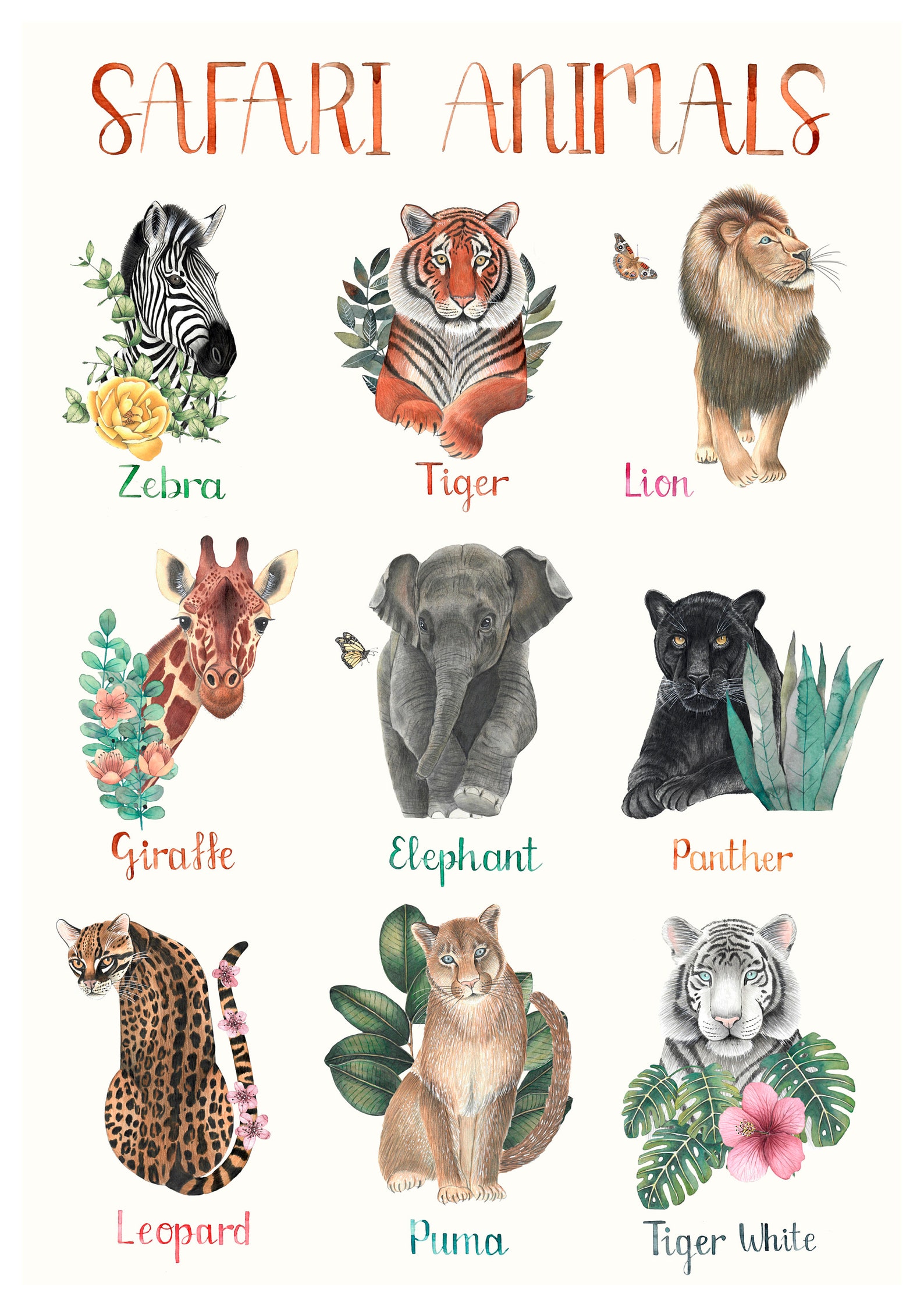 Educational Poster for Baby Room Decor Safari Nursery Prints | Etsy