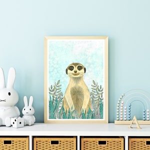 Meerkat Illustration Nursery Decor, Meerkat Art Print Baby Room Decor ...
