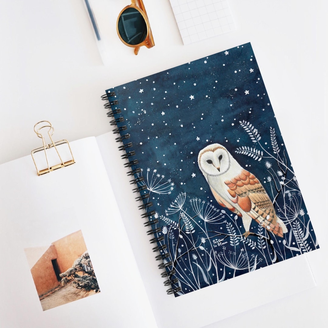 Spiral Notebook, Barn Owl Art Print, Writing Journal, Notepad, Owl ...