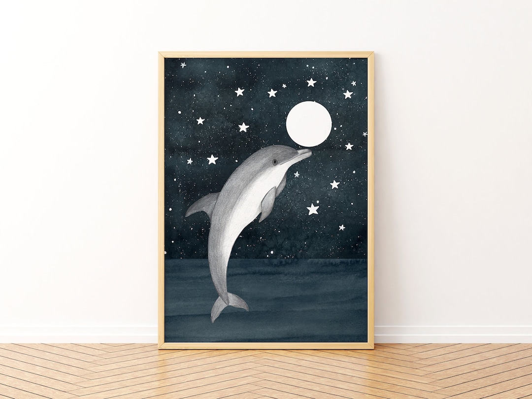 Dolphin Digital Art Marine Art Print Dolphin Wall Art Sea - Etsy