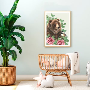 Bear Nursery Wall Art, Forest Illustration for Baby Room Decor, Forest ...