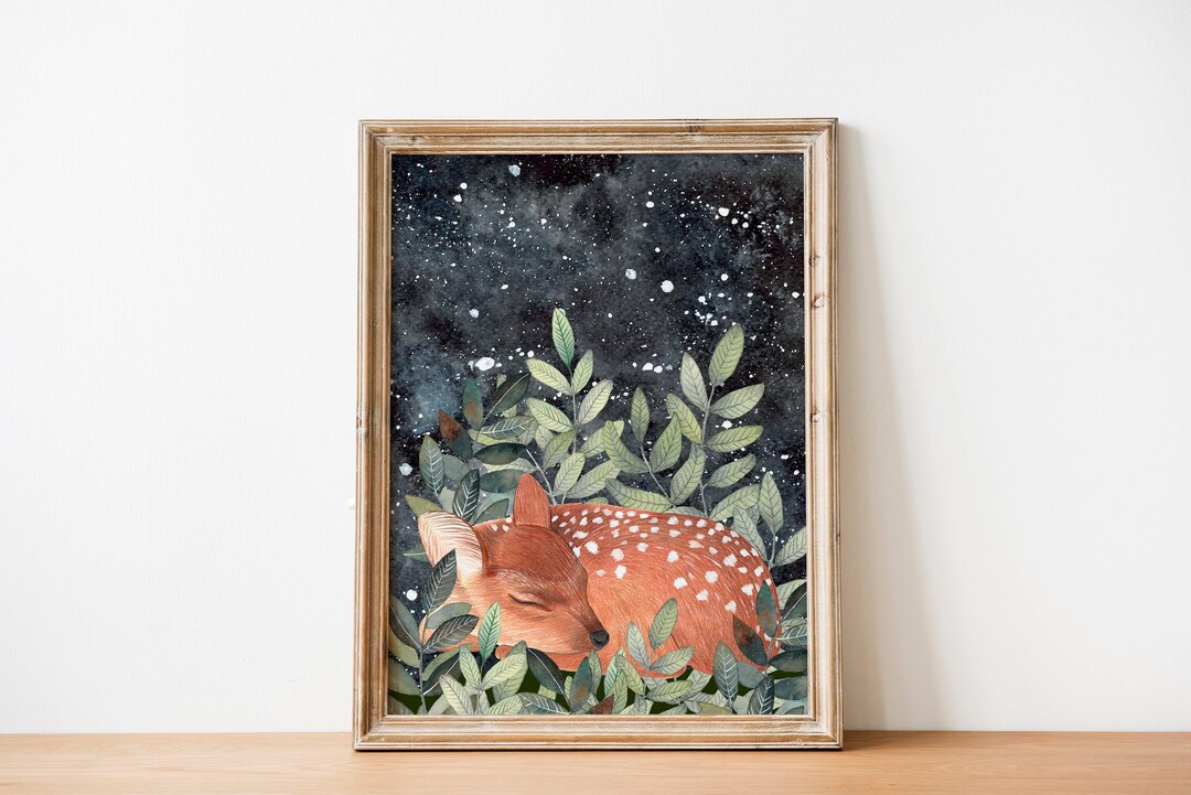 Deer Art Print, Forest Animal Wall Art, Nursery Deer Decor, Deer ...