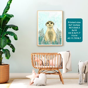 Meerkat Illustration Nursery Decor, Meerkat Art Print Baby Room Decor ...