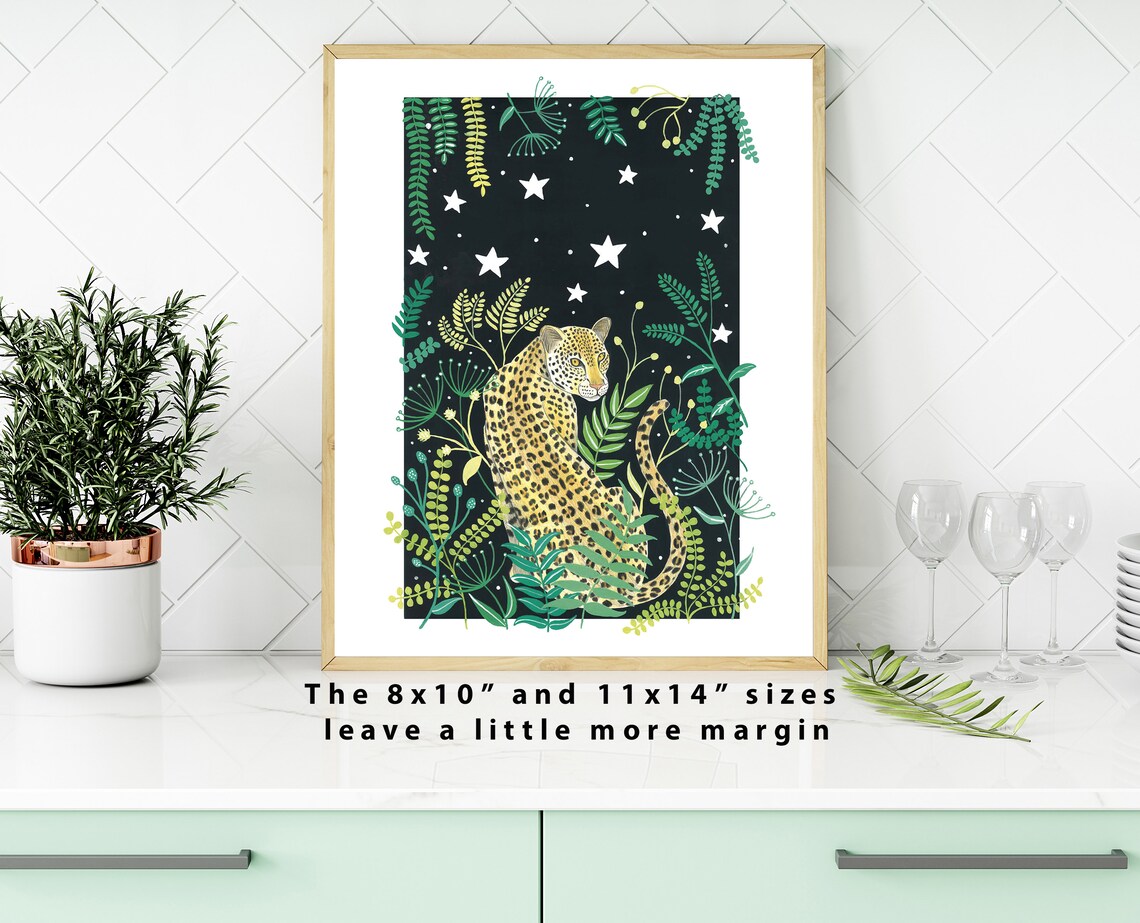 Leopard Wall Art Living Room Decor Jungle Illustration - Etsy