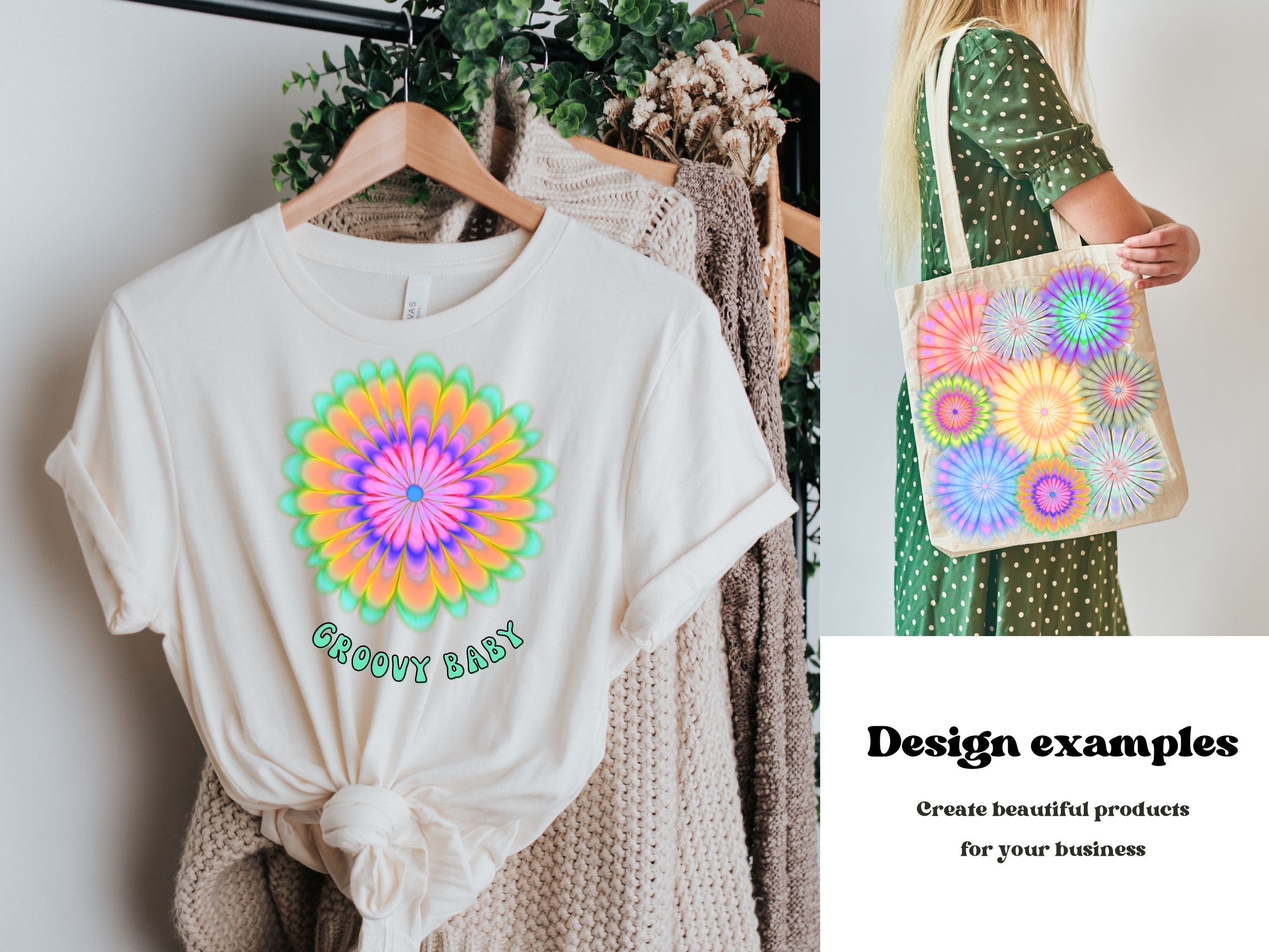 Psychedelic Daisies Clipart, 70's Retro Clipart, Esoteric Flowers ...