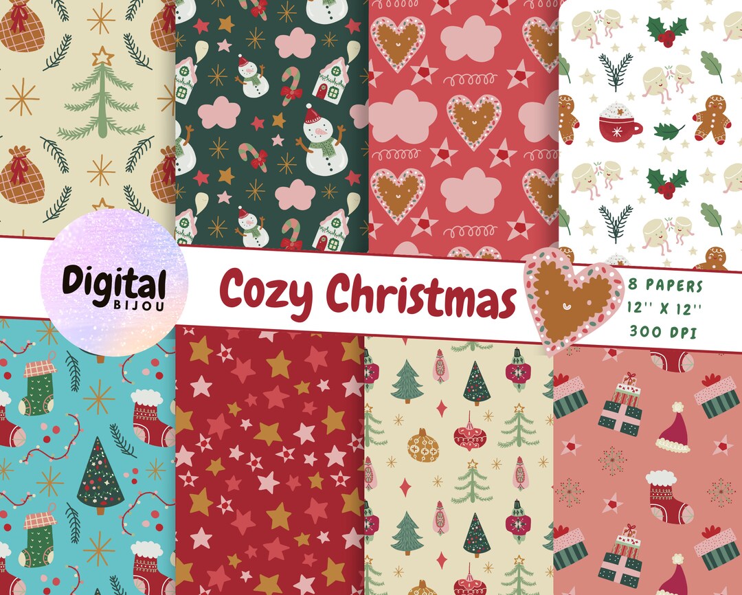 Cozy Christmas Digital Papers- Commercial Use, Seamless Pattern ...