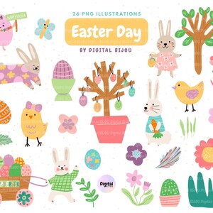 Easter Clipart - Easter Bunny, Spring Illustrations | Printable Digital ...