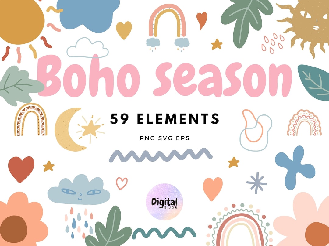 Boho Elements Clipart - Boho Rainbow, Cute Nursery Baby PNG & Vector ...