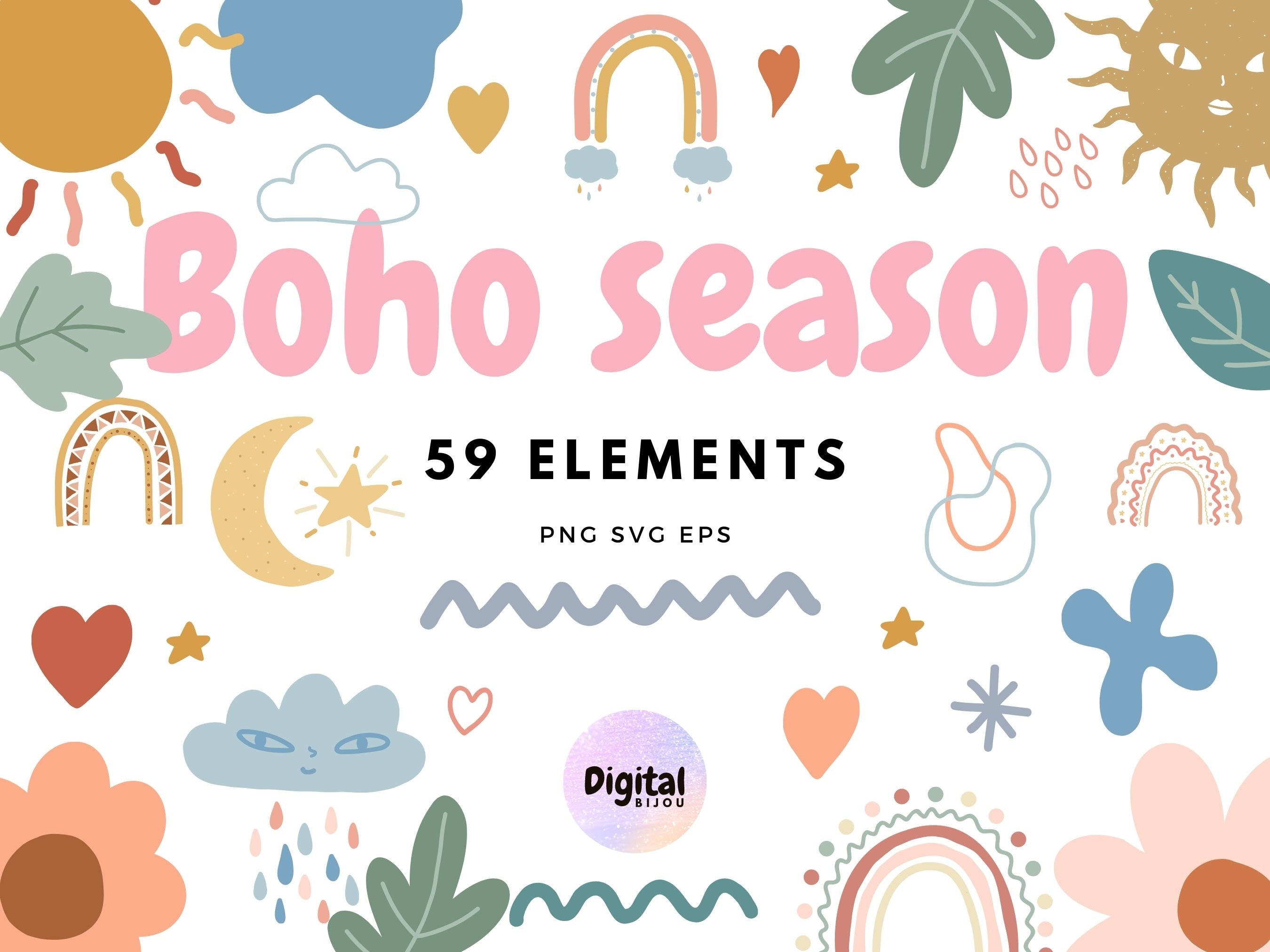 Boho Elements Clipart - Boho Rainbow, Cute Nursery Baby PNG & Vector ...