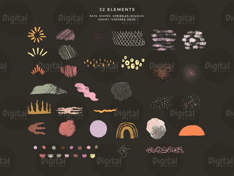 Boho Clipart, Abstract Boho Elements, Modern Boho Collage, Abstract ...