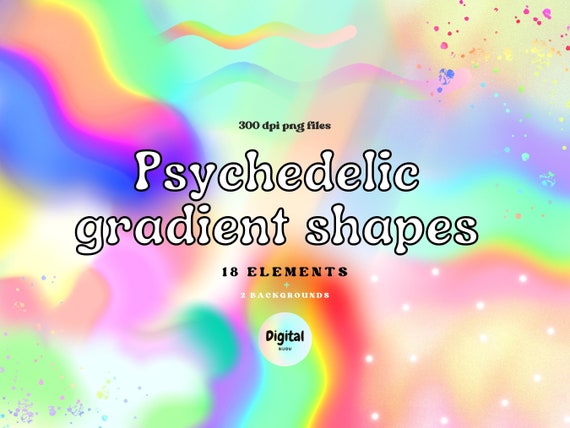 Retro Gradient Shapes Psychedelic Clipart Groovy Abstract | Etsy